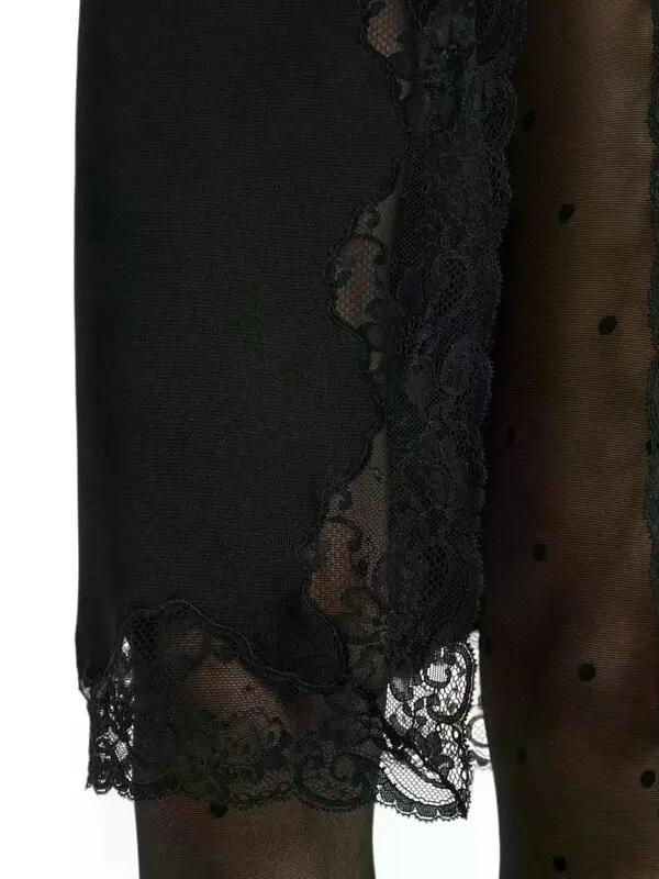 Balmain Knit Midi Skirt With Lace Trim