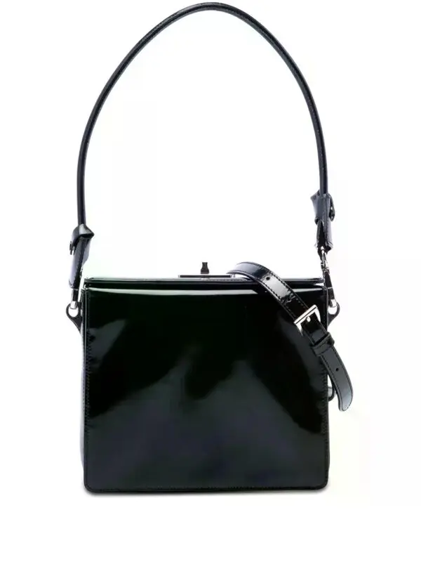 Prada 2020-2026 Patent Leather Turnlock Satchel - Black