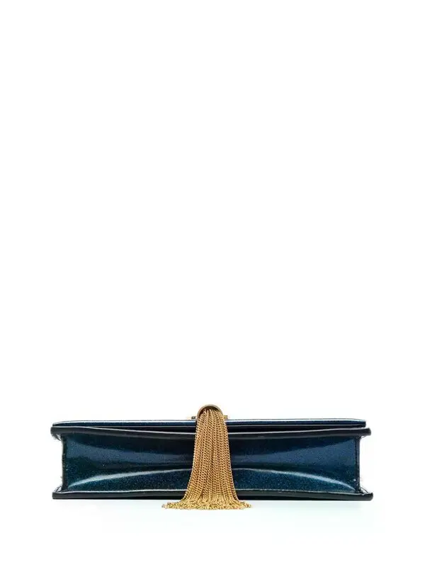 Saint Laurent Glitter Patent Monogram Kate Tassel Wallet On Chain - Blue