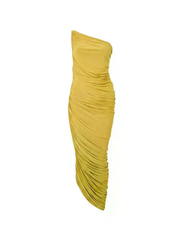 Norma Kamali Diana Asymmetric Draped One-shoulder Dress - Yellow