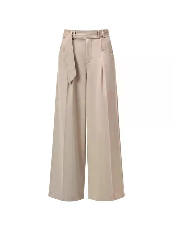 Closed Belted Wide-leg Trousers - Neutrals