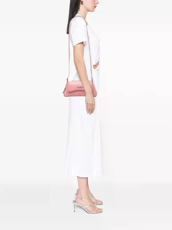 Balenciaga 2022 Small Croc Embossed Leather Xx Flap Satchel - Pink