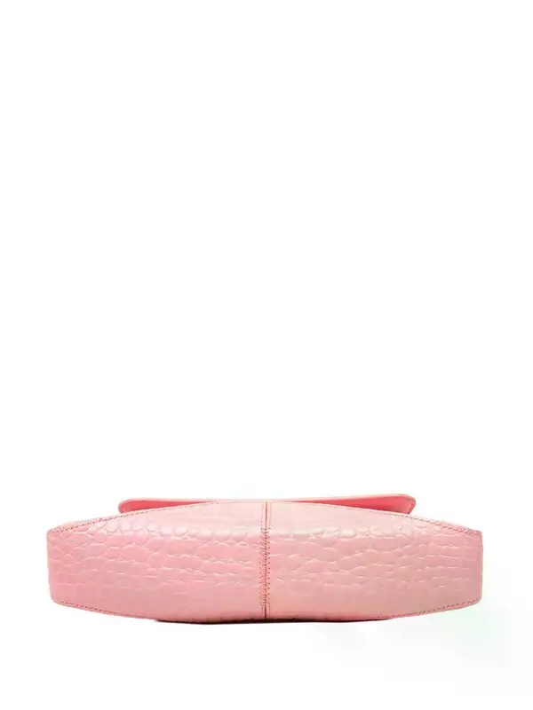 Balenciaga 2022 Small Croc Embossed Leather Xx Flap Satchel - Pink