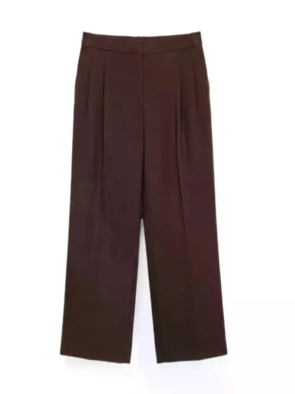 Black Label Pleated Wide-leg Trousers - Brown