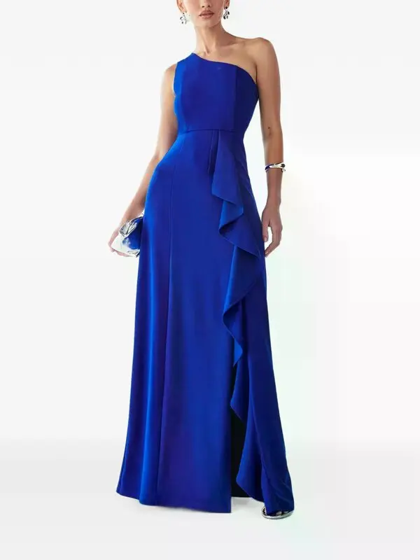 BWLDR One-shoulder Ruffled Maxi Dress - Blue