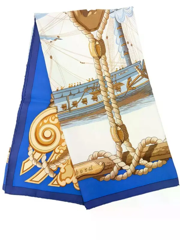 Hermès 20th Century Tribord Silk Scarf 90 Scarves - Blue