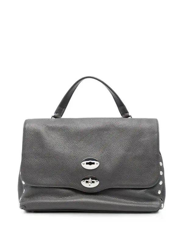 ZANELLATO Medium Postina Stud-embellished Leather Tote Bag - Grey