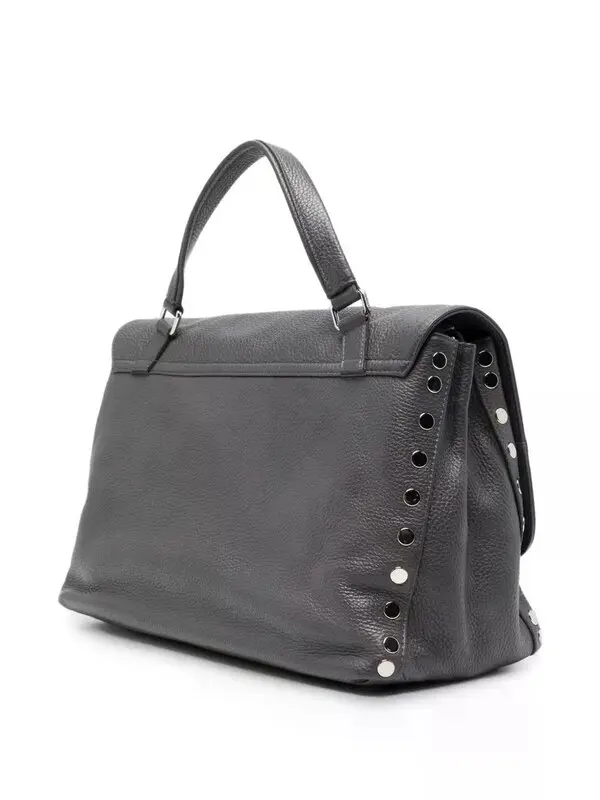 ZANELLATO Medium Postina Stud-embellished Leather Tote Bag - Grey