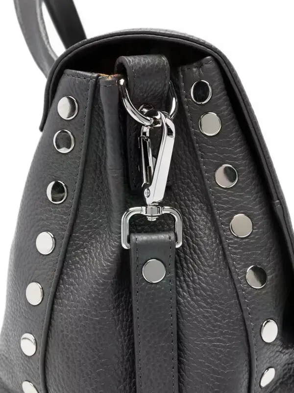 ZANELLATO Medium Postina Stud-embellished Leather Tote Bag - Grey