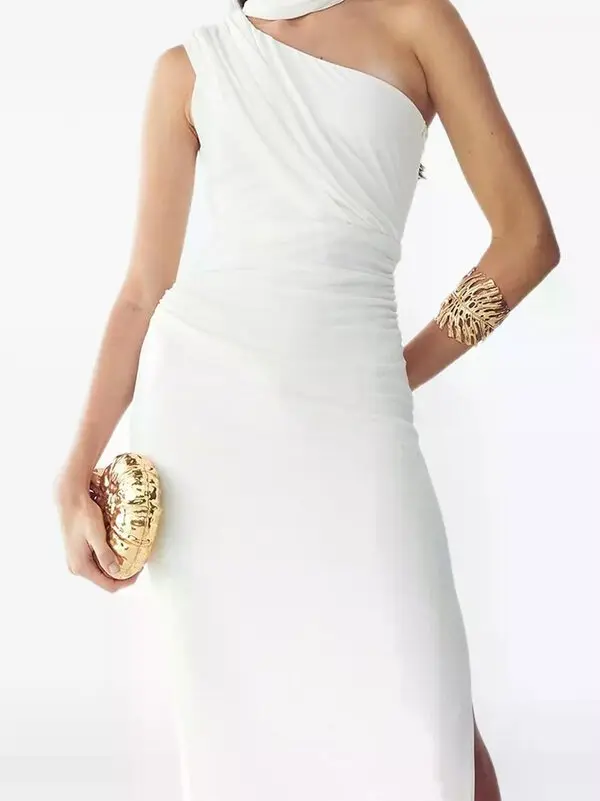 BWLDR Annie One-shoulder Ruched Maxi Dress
