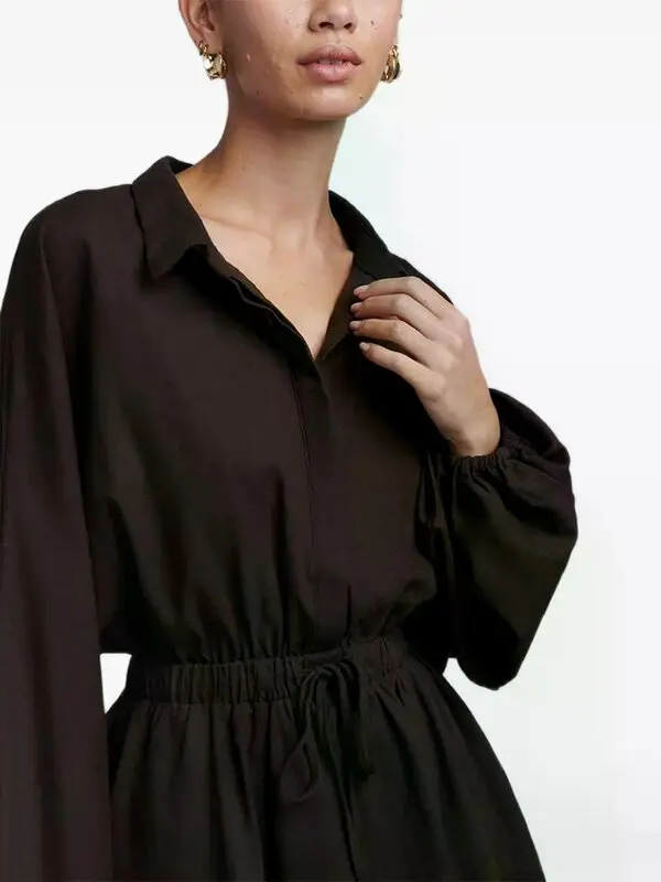 ST MRLO Shauna Drawstring-waist Long-sleeve Mini Dress - Brown