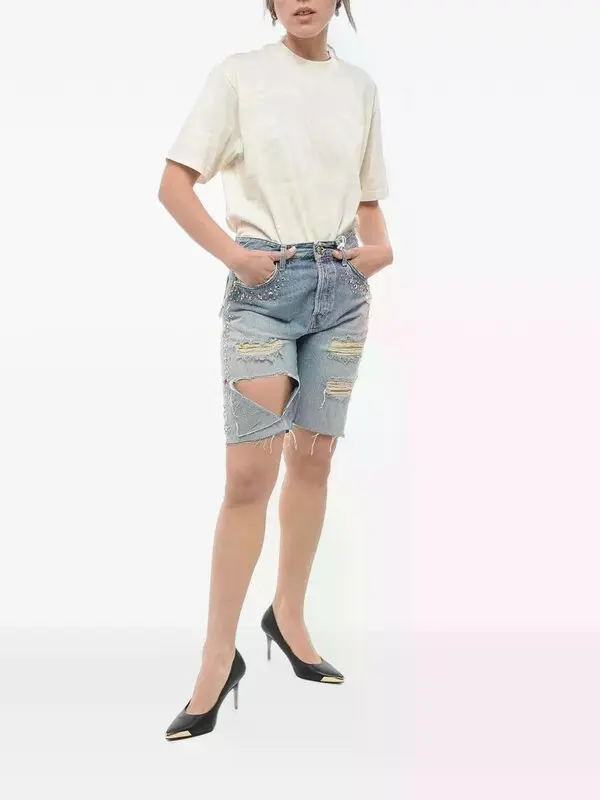 WASHINGTON DEE-CEE Distressed Studded Shorts