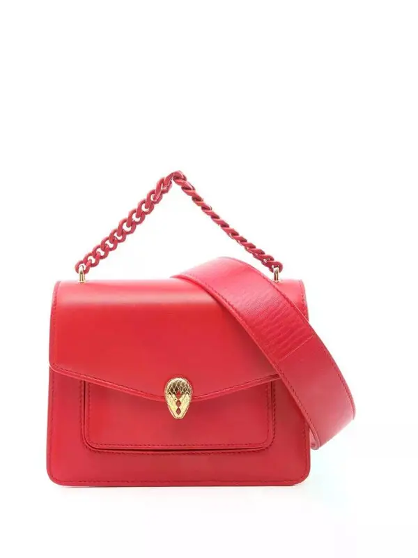 BVLGARI 2010-2026 Leather Serpenti Forever Maxi Chain Top Handle Bag Satchel - Red