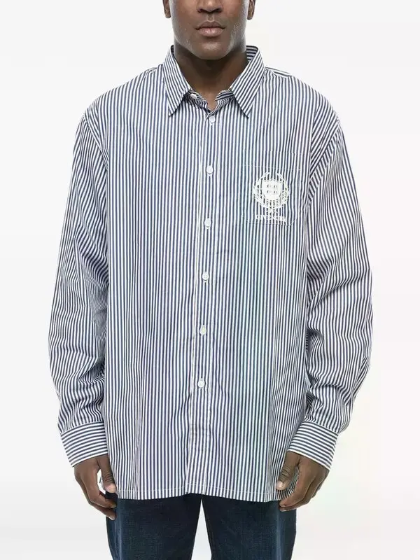 Givenchy Embroidered-logo Striped Shirt - Blue