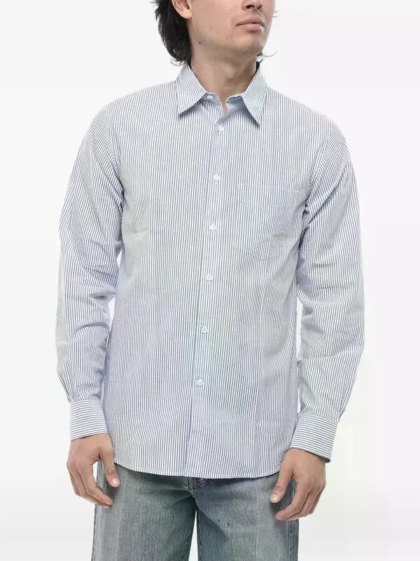 PAOLO PECORA Striped Breast-pocket Shirt - White