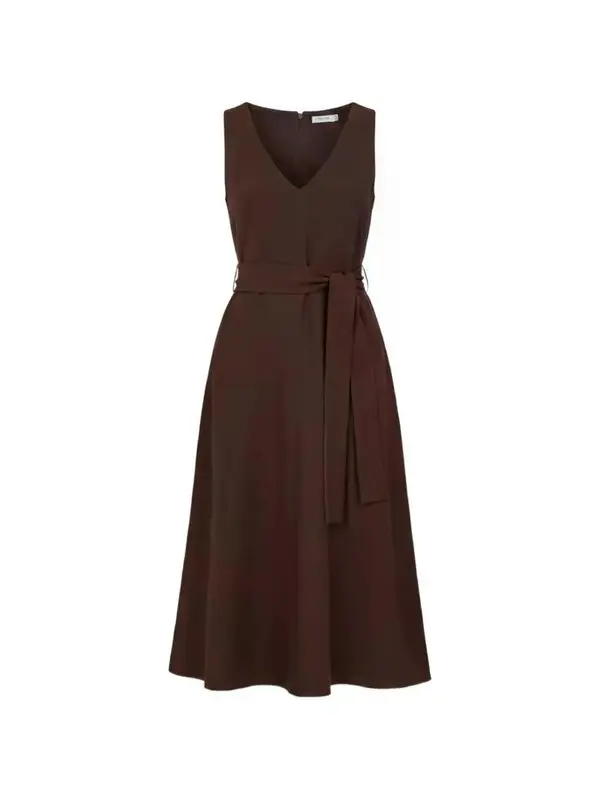 P.a.r.o.s.h Belted V-neck Midi Dress - Brown
