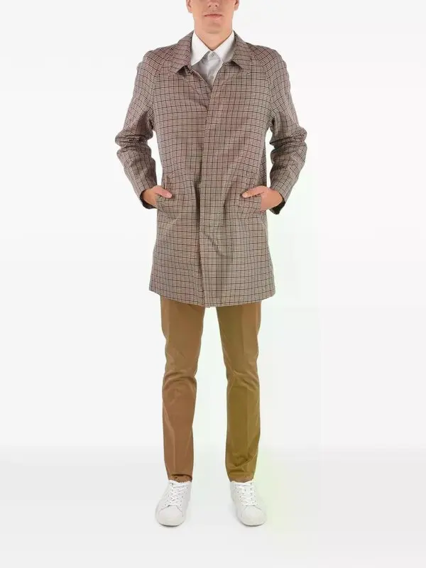 Corneliani Checked-pattern Single-breasted Coat - Brown