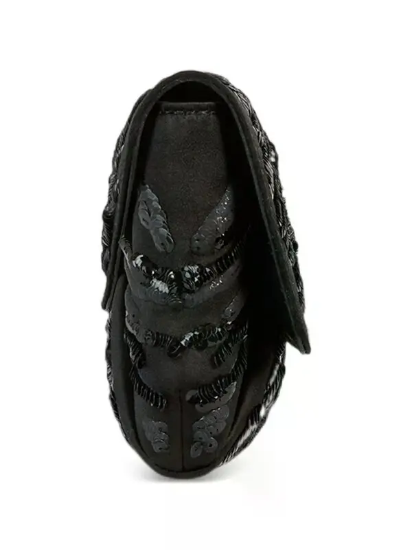 Balmain Long Clutch Bag In Embroidered Satin With Sequin Embellishment