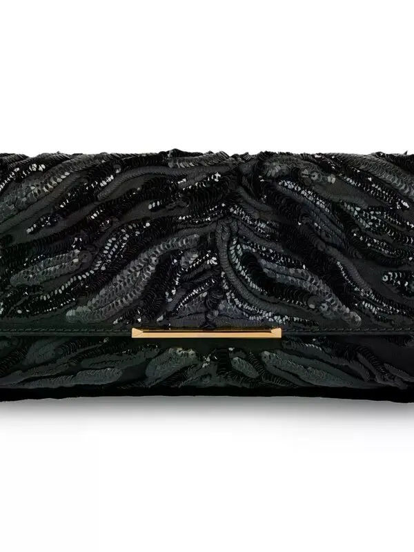 Balmain Long Clutch Bag In Embroidered Satin With Sequin Embellishment