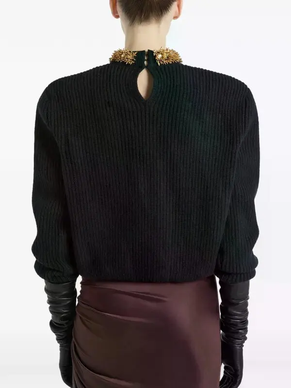 Balmain Cashmere Sweater With Removable Embroidered Trim