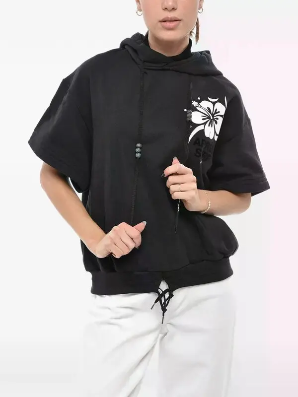 APRES SURF Short-sleeve Hoodie With Logo Print