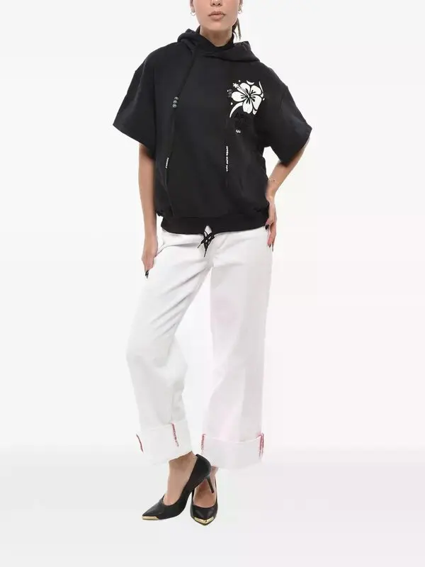 APRES SURF Short-sleeve Hoodie With Logo Print