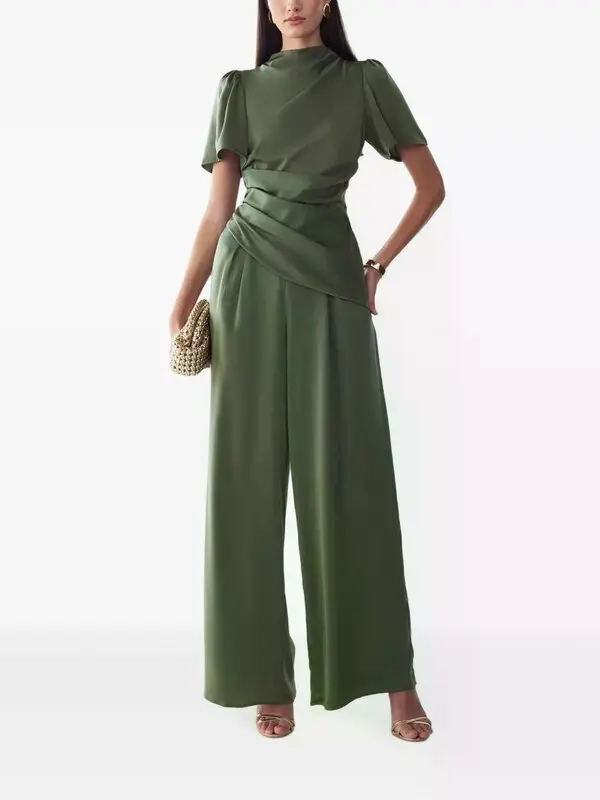 WILLA Pika Draped Short-sleeve Jumpsuit - Green
