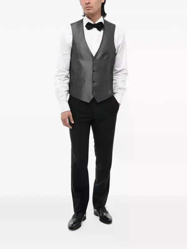 Corneliani Single-breasted Silk Waistcoat - Black