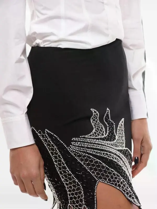 ROTATE BY BIRGER CHRISTENSEN Embellished Asymmetric Mini Skirt