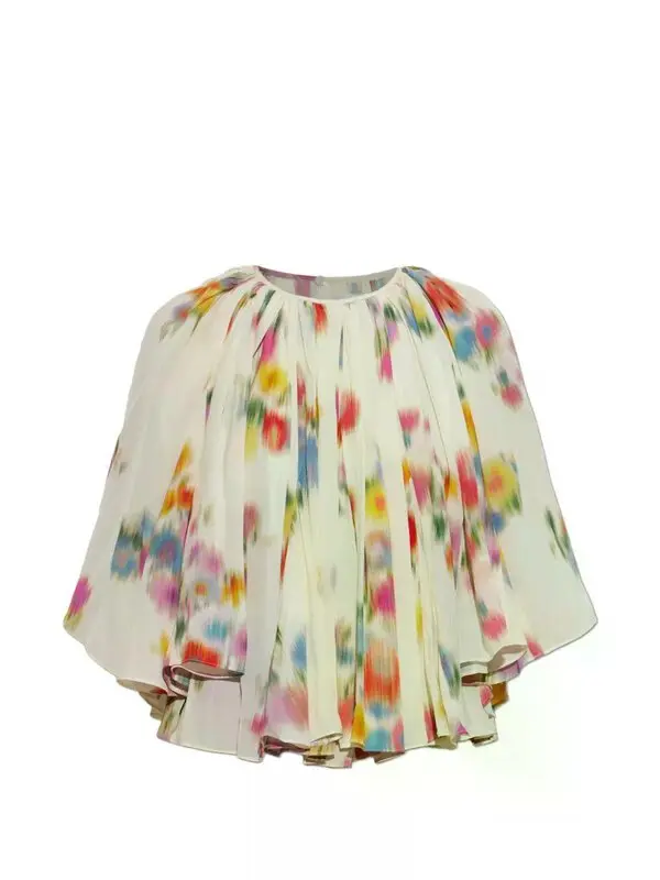 MARANT ETOILE Lara Floral-print Pleated Top - Neutrals