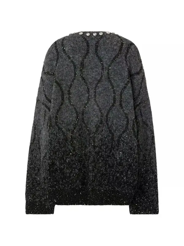 Pinko Crystal-embellished Sequin-pattern Sweater