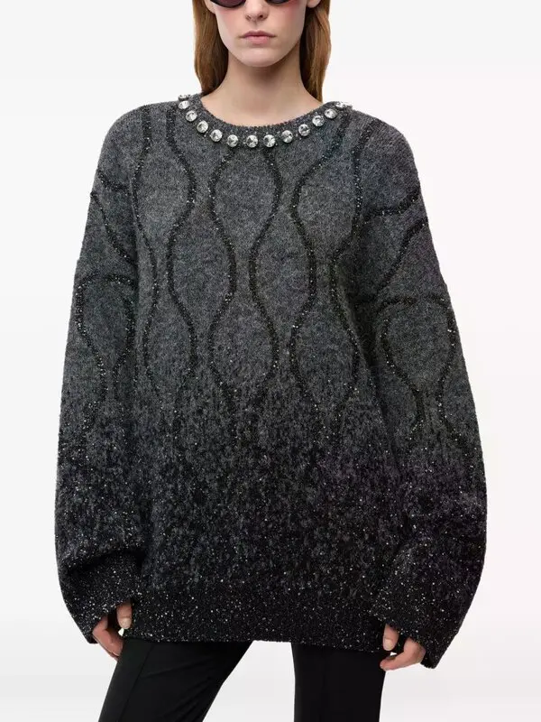 Pinko Crystal-embellished Sequin-patterned Sweater