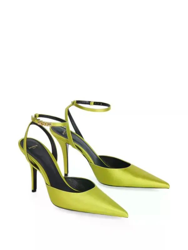 Balmain Satin Court Shoes With Chain Link Buckle
