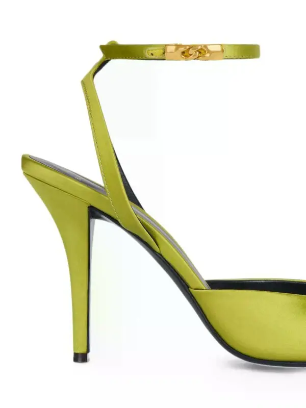 Balmain Satin Court Shoes With Chain Link Buckle
