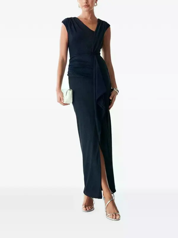 BWLDR V-neck Ruched Maxi Dress - Blue