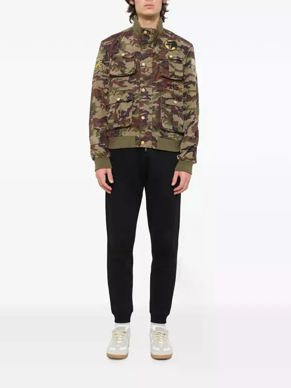 History Repeats Camouflage Print Patch Detail High Neck Jacket