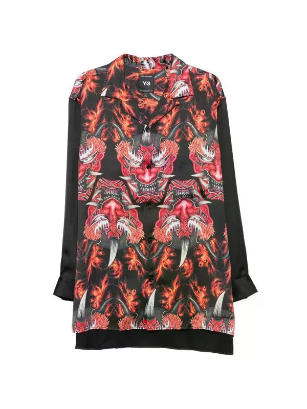Y3 Graphic-print Button-down Shirt - Black