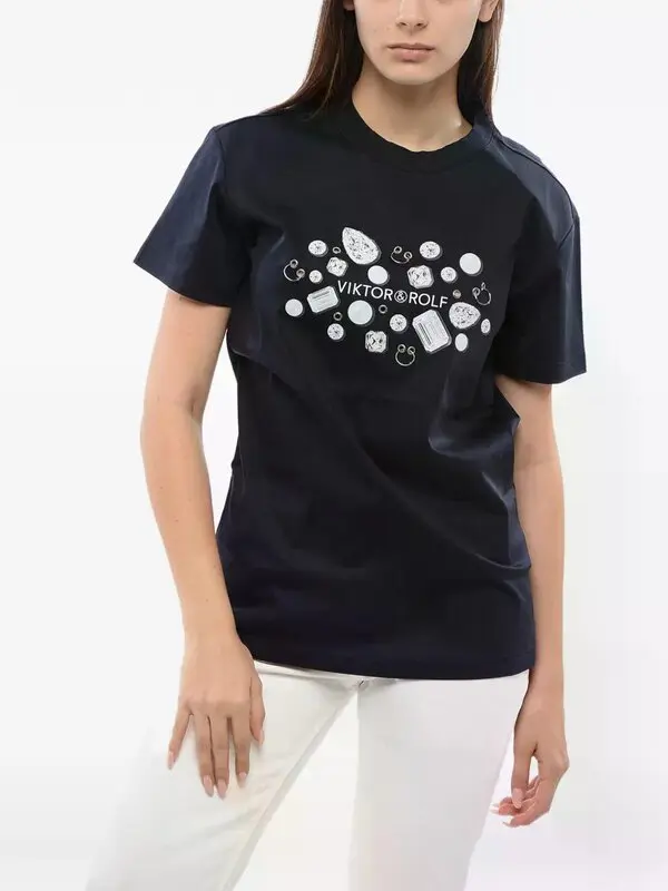 Viktor & Rolf Piercing-detail Graphic-print T-shirt - Black