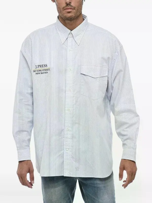 J.PRESS Striped Embroidered Shirt