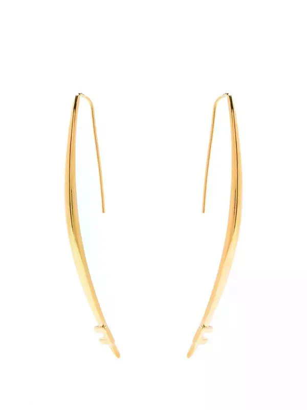 Elisabetta Franchi Logo Plaque Drop Earrings - Gold