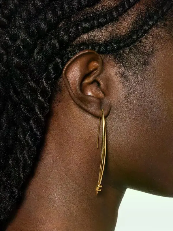 Elisabetta Franchi Logo Plaque Drop Earrings