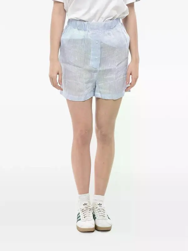 FINAMORE 1925 Elasticated-waist Linen Shorts - Blue