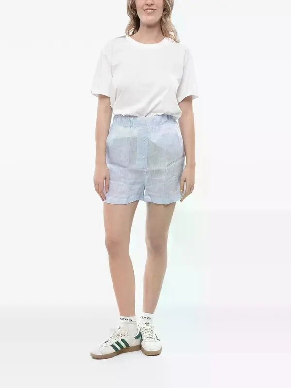 FINAMORE 1925 Linen Elasticated Waist Shorts - Blue