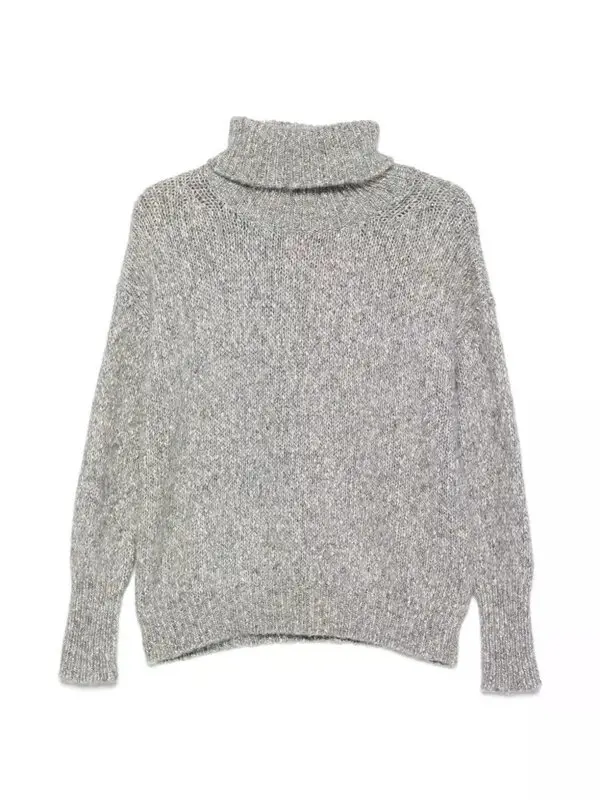 BASE Roll-neck Knitted Sweater - Grey