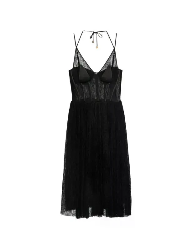 Elisabetta Franchi Floral Lace Dress - Black