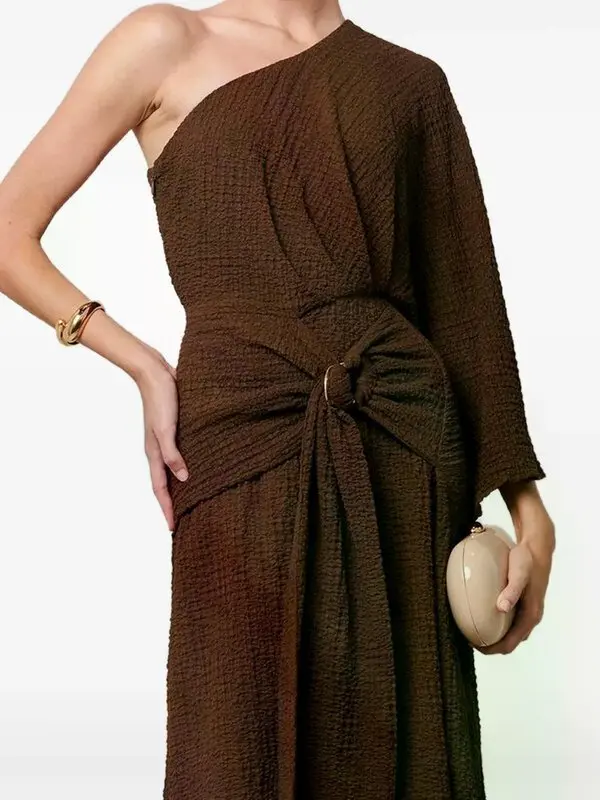 SAVEL Ellie One-shoulder Midi Dress - Brown