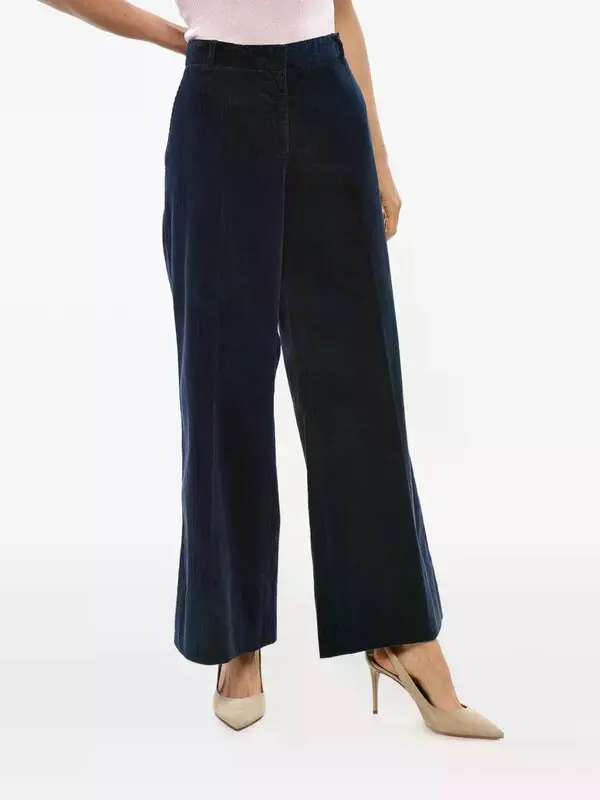 QL2 QUELLEDUE Melody Ribbed Velour Wide-leg Trousers - Blue