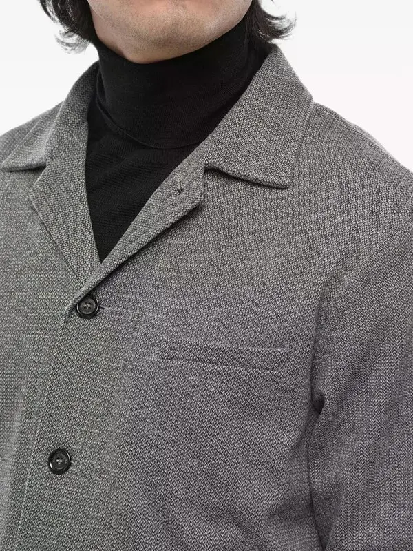 PAOLO PECORA Herringbone Patch-pocket Knitted Cardigan