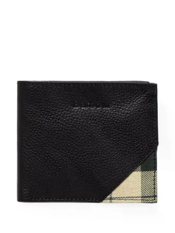 Barbour Tabert Tartan-panel Pebbled-leather Wallet - Black