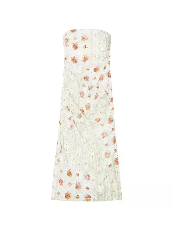 Tory Burch Strapless Floral-print Dress - White